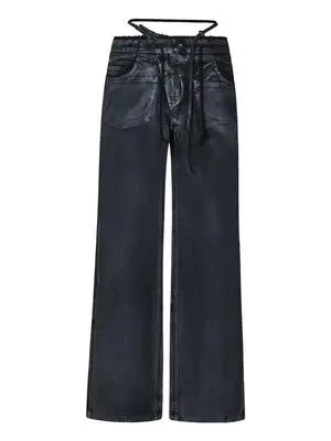 Ottolinger Logo Wide-leg Denim Pants - Black
