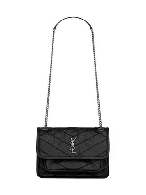 Saint Laurent Niki Mini In Vintage Leather - Black