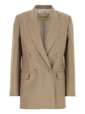 Valentino Garavani Cappuccino Mohair Blend Blazer - Brown