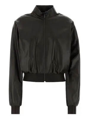 Gucci Dark Nappa Leather Bomber Jacket - Brown