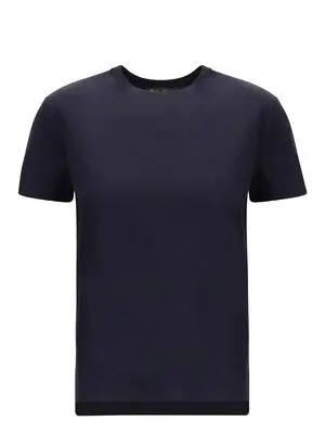 Loro Piana Cotton T-shirt With Embroidered Logo - Blue
