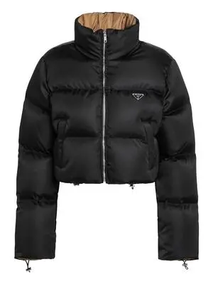 Prada Cropped Re-nylon Down Jacket - Black