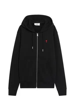 AMI Paris De Coeur Zip-up Hoodie - Black