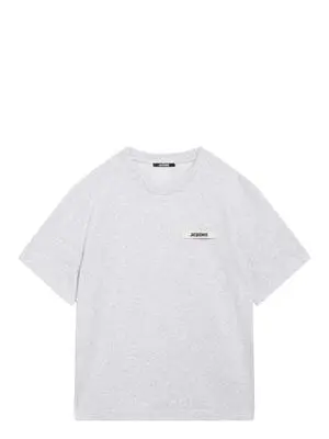 Jacquemus Grey T-shirt With Grosgrain Logo - Gray