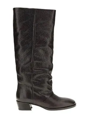 P.a.r.o.s.h High Leather Boots With Block Heel - Brown