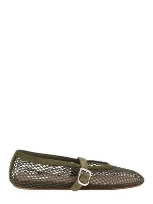 Alaïa Mesh Ballerinas With Buckled Strap - Green