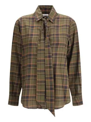 Saint Laurent Cassandre Check Lavallière Shirt - Green
