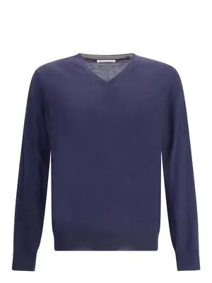 Brunello Cucinelli Brunello Cucinelli Men Ultrafine Virgin Wool Sweater Blue