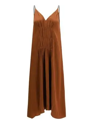 PRADA Prada V-neck Gathered Long Dress