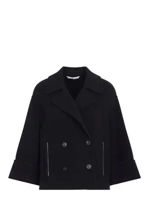 Peserico Wool Blend Shortcoat With Notched Lapels - Blue