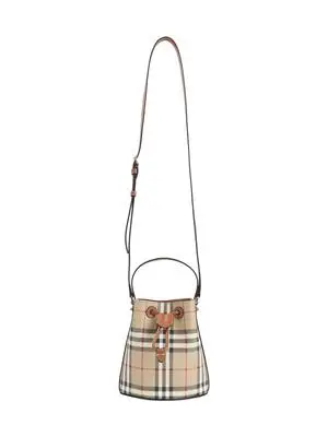 Burberry Burberry Check Drawstring Bucket Bag Brown