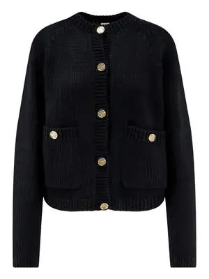TOTEME TOTEME Organic Cotton Cardigan With Hammered Metal Button Closure Black
