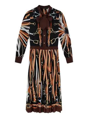 Gucci Silk Equestrian Print Dress - Multicolor
