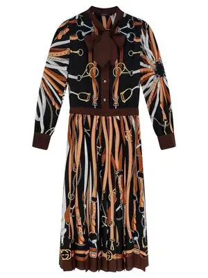 Gucci Silk Equestrian Print Dress - Multicolor