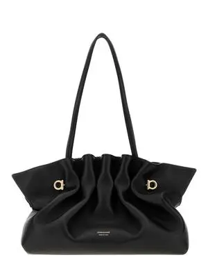 FERRAGAMO Salvatore Leather Shoulder Bag - Black