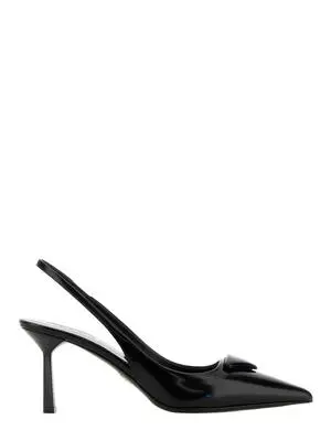 Prada Leather Slingback Pumps With A 7.5 Cm Heel - Black