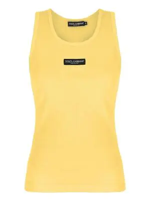 Dolce & Gabbana Ribbed Tank Top With Logo Detail - Multicolor