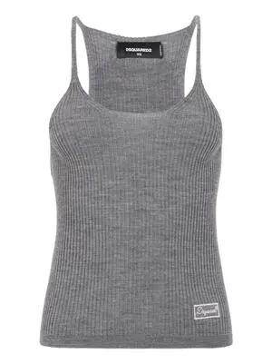Dsquared2 Ribbed Knit Racerback Tank Top - Grey