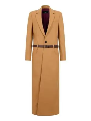 Dsquared2 Virgin Wool Felt Belted Coat - Black