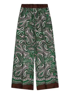 P.a.r.o.s.h Silk Paisley Print Trousers - Green