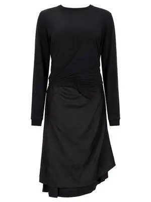 MAISON MARGIELA Midi Dress With Draping - Black