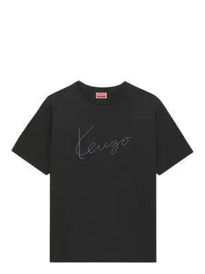 Kenzo Crew Neck Short Sleeve T-shirt With Embroidered Logo - Nero