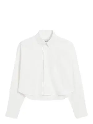 AMI Paris Cotton De Coeur Cropped Shirt - White