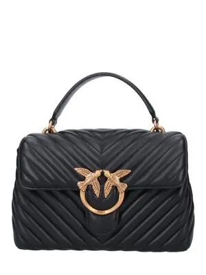 Pinko Quilted Top Handle Satchel Bag - Black