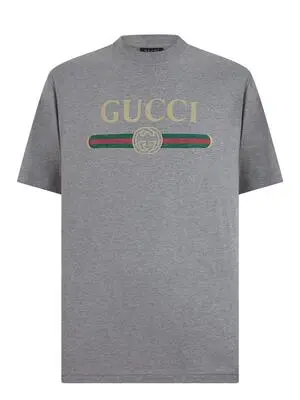 Gucci Printed Logo Cotton T-shirt For - Heather Grey