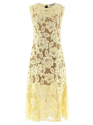 SELF-PORTRAIT Lace-trimmed Mini Dress - Yellow