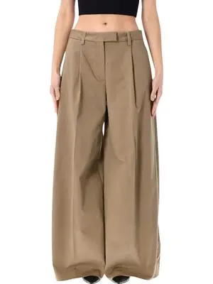 THE LATEST Wide-leg Cotton Blend Trousers - Brandy