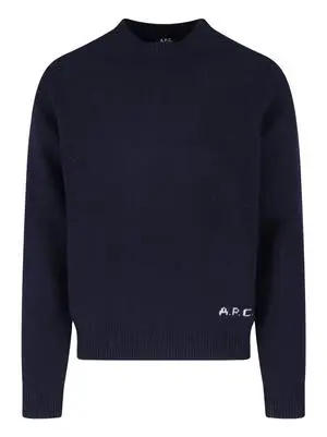 A.p.c. 100% Wool Crewneck Sweater - Blue