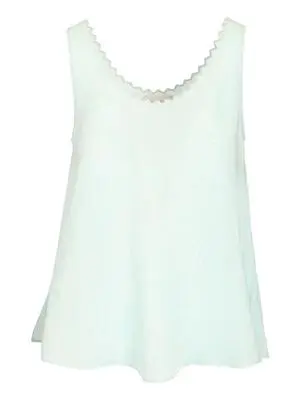 FORTE_FORTE Linen Tank Top With Scalloped Neckline - Sky Blue