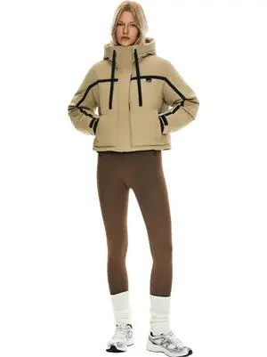 OROLAY Quilted Hooded Down Puffer Jacket - Khaki