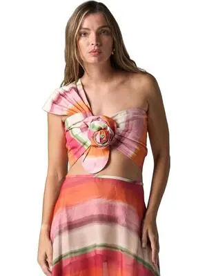 JBQ Camelia One-shoulder Top - Pink Multi