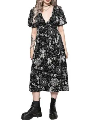 DISTURBIA V-neck Midi Dress - Black