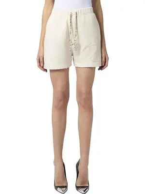 Philipp Plein Washed Fleece Shorts Tennis Club Crystals - Offwhite