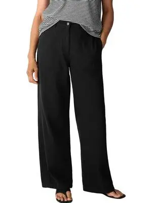 Eileen Fisher High Waist Wide Leg Pants - Black