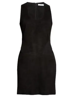 FERRAGAMO Sleeveless Suede Mini Dress - Nero