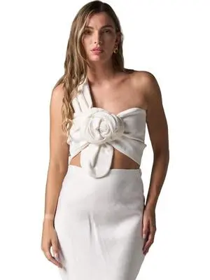 JBQ Camelia Top In Lyocell Linen - White