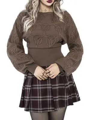 DISTURBIA Covet Cotton-blend Cable Knit Sweater - Brown