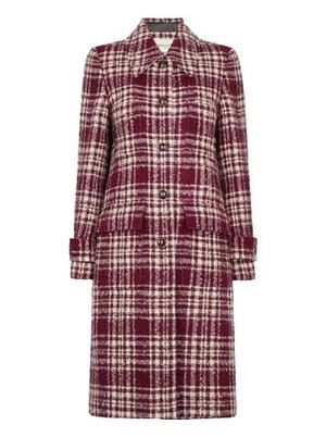REALLY WILD CLOTHING Wool And Mohair Check Coat - Cranberry
