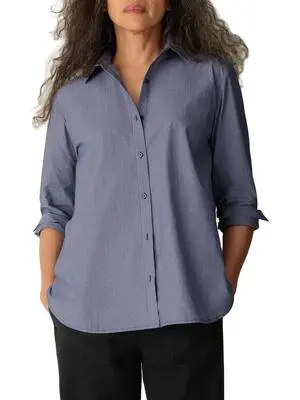 Eileen Fisher Organic Cotton Longline Button-up Shirt - Infinity