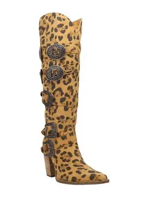 DINGO Spurwest Over The Knee Western Boot - Leopard