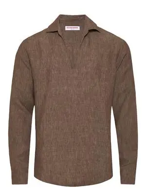 Orlebar Brown Relaxed Linen Overhead Shirt - Espresso