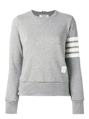 Thom Browne Crewneck Sweatshirt With Signature Stripes - Gray