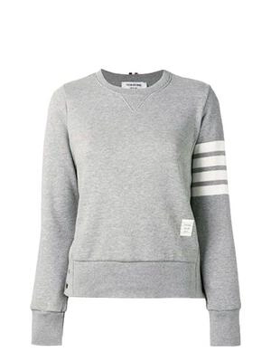 Thom Browne Crewneck Sweatshirt With Signature Stripes - Gray