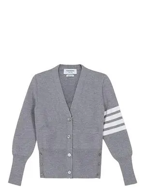 Thom Browne Cardigan With Signature Stripes - Gray