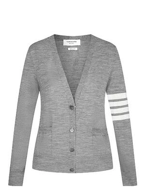 Thom Browne Cardigan With Signature Stripes - Gray
