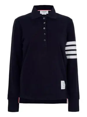 Thom Browne Classic Collar Polo Shirt With Signature Stripes - Navy